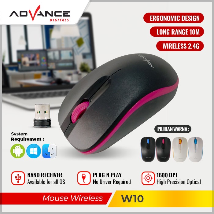 Jual Ready Stock Advance Advance Mouse Wireless Laptop / Optical Mouse ...