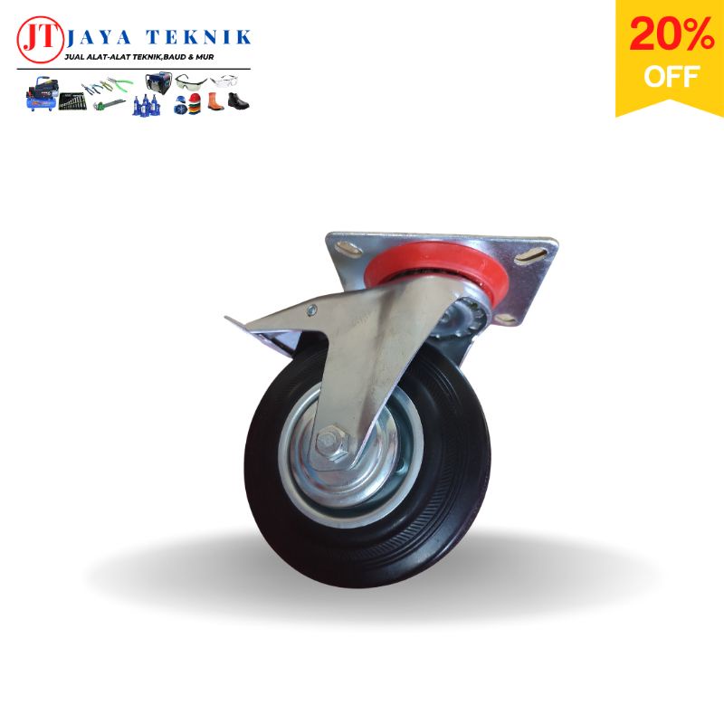 Jual Roda Troli Karet Roda Gerobak Hidup Rem 10"Kekuatan Roda 180 kg ...