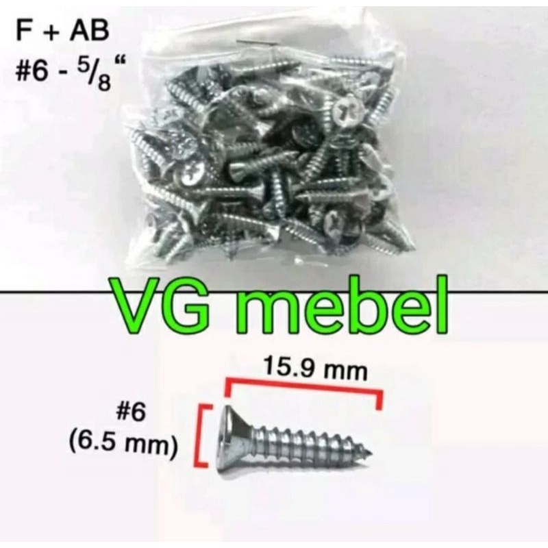 Jual Skrup Taping Putih JF 6 x 5/8" - Sekrup Engsel 16 mm (± 100 pcs ...