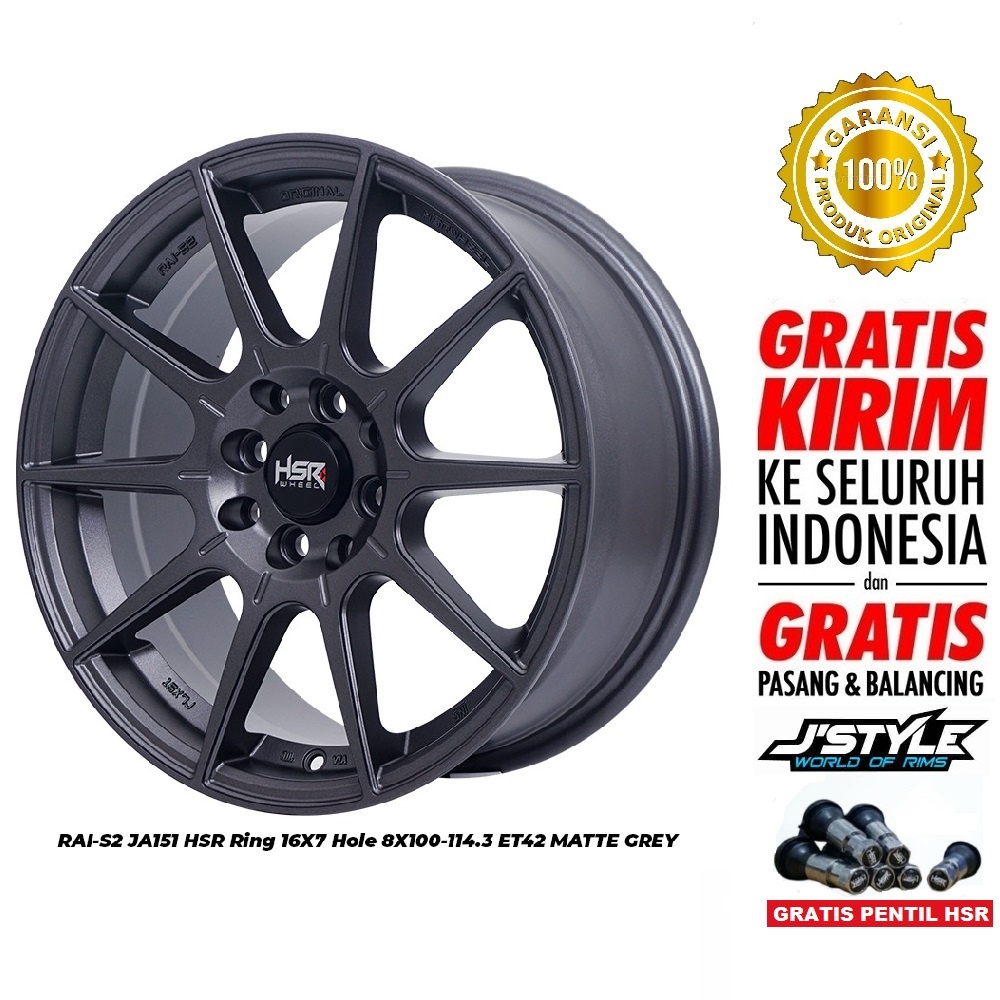 Jual Velg Mobil Murah Tipe HSR Wheel RAI-S2 Ring 16X7 Hole 8X100-114,3 ET42 Matte Grey | Shopee ...