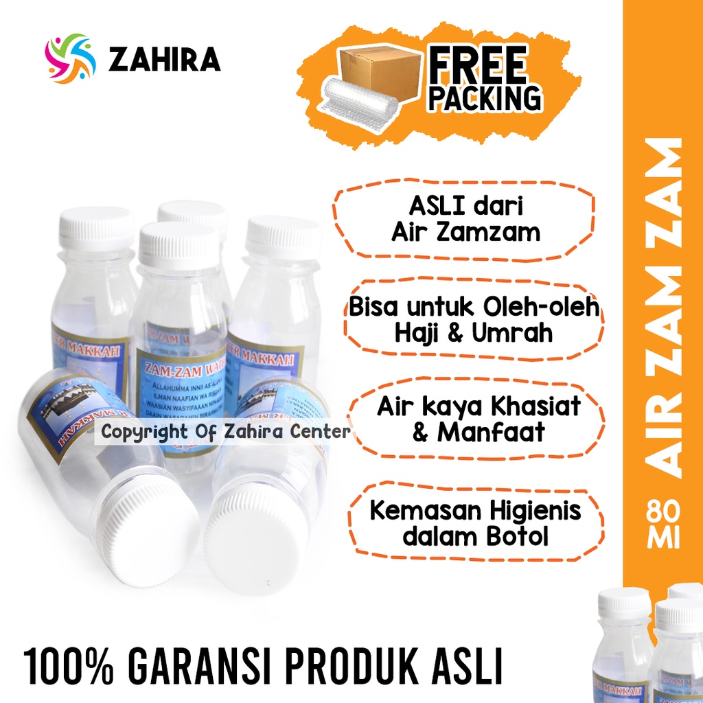 Jual ASLI AIR ZAM ZAM 80ml Kemasan Botol Oleh oleh Haji Umroh Untuk ...