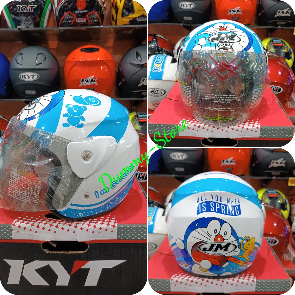 Jual Helm Half Face JM EVO Motiv DORAEMON | SNI | Shopee Indonesia