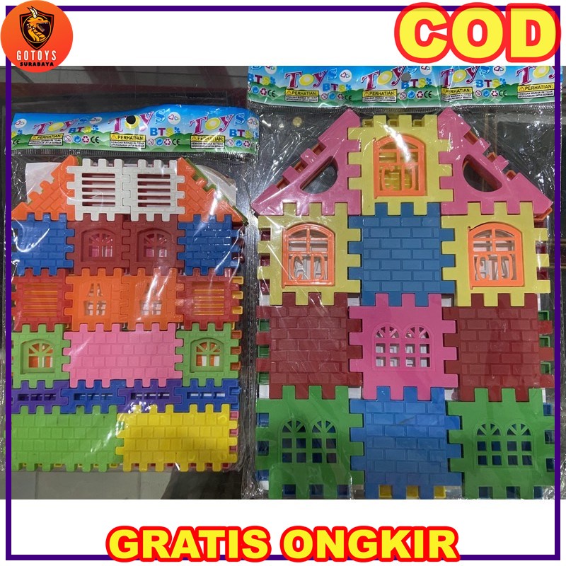Jual Mainan Rumahan Anak Balok Rakit Dinding Pagar Atap Rumah Ftn216 ...