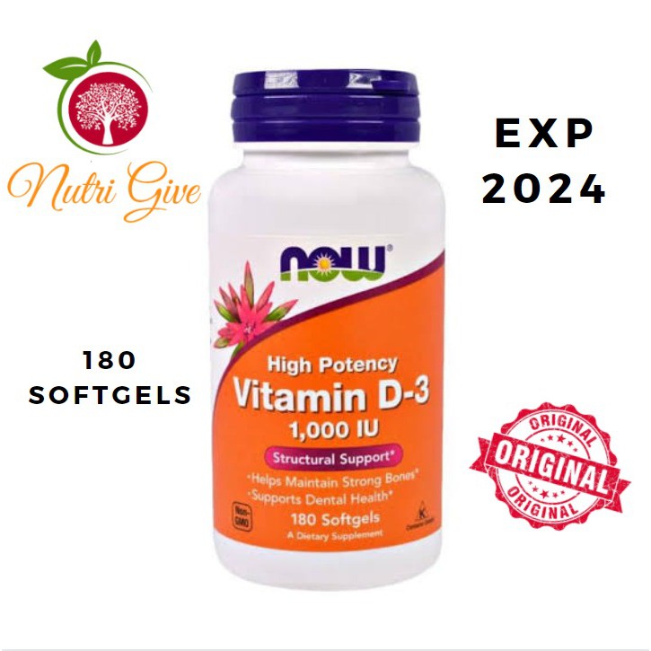 Jual NOW D3 1000 IU Now Food Foods Vitamin D3 1000 IU 180 Softgel ...
