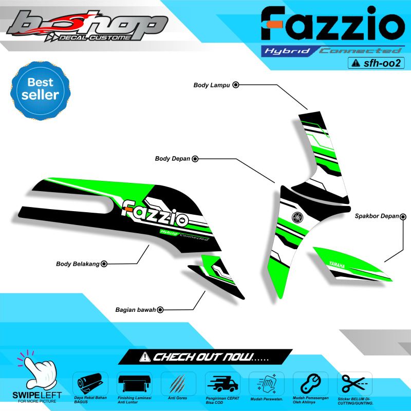 Jual Striping Yamaha Fazzio stiker variasi grafis warna pilihan banyak | Shopee Indonesia