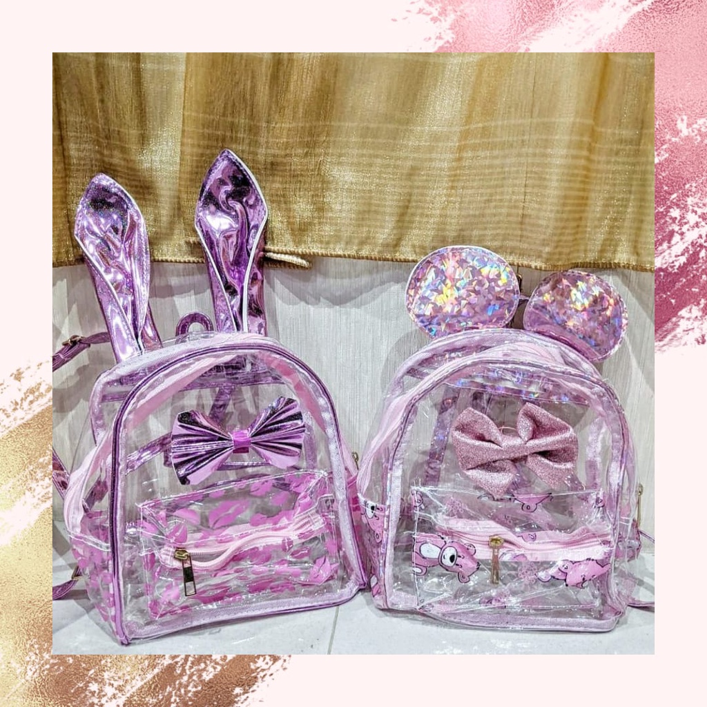 Jual TAS RANSEL UNIK BACKPACK TRANSPARAN BAG TELINGA KELINCI RABBIT ...