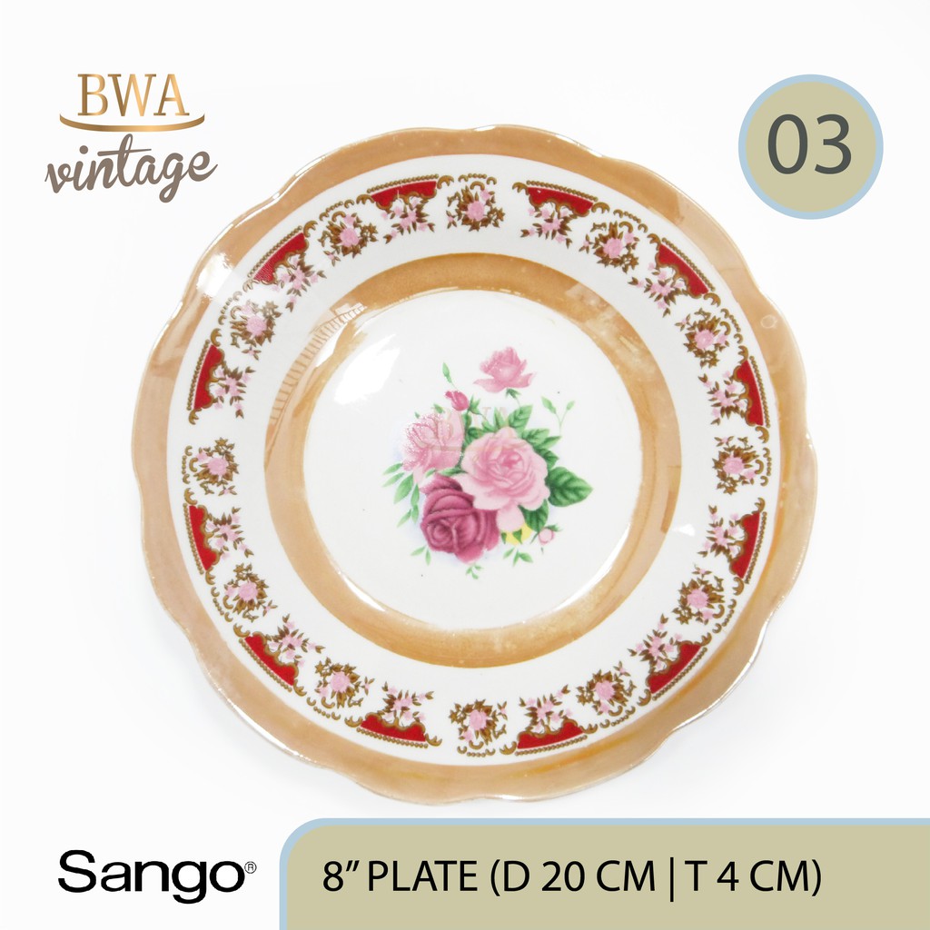 Jual Piring Sango Kembang Laster 8 inch isi 1 lusin FREE PACKING KAYU ...