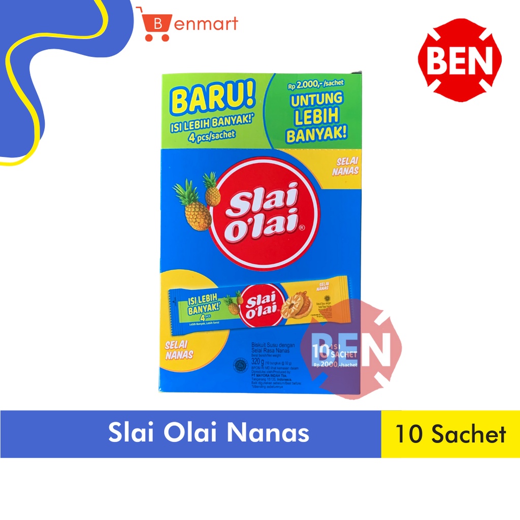 Jual Slai Olai Nanas 1 Pak Box 10 Pcs Selai O'lai Pineapple Kuning ...