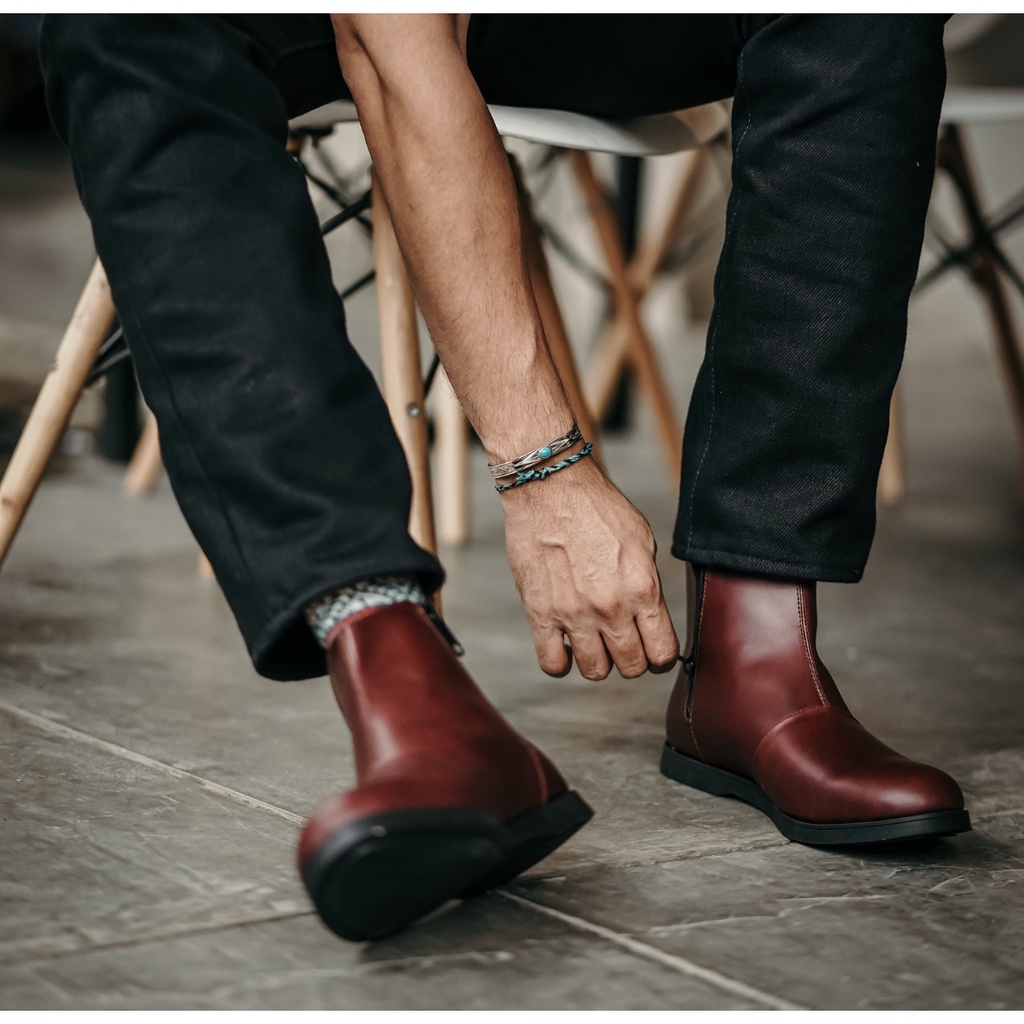 Jual Sauqi Footwear Lucido Sepatu Pria Boots Chelsea Zipper Kulit Asli ...