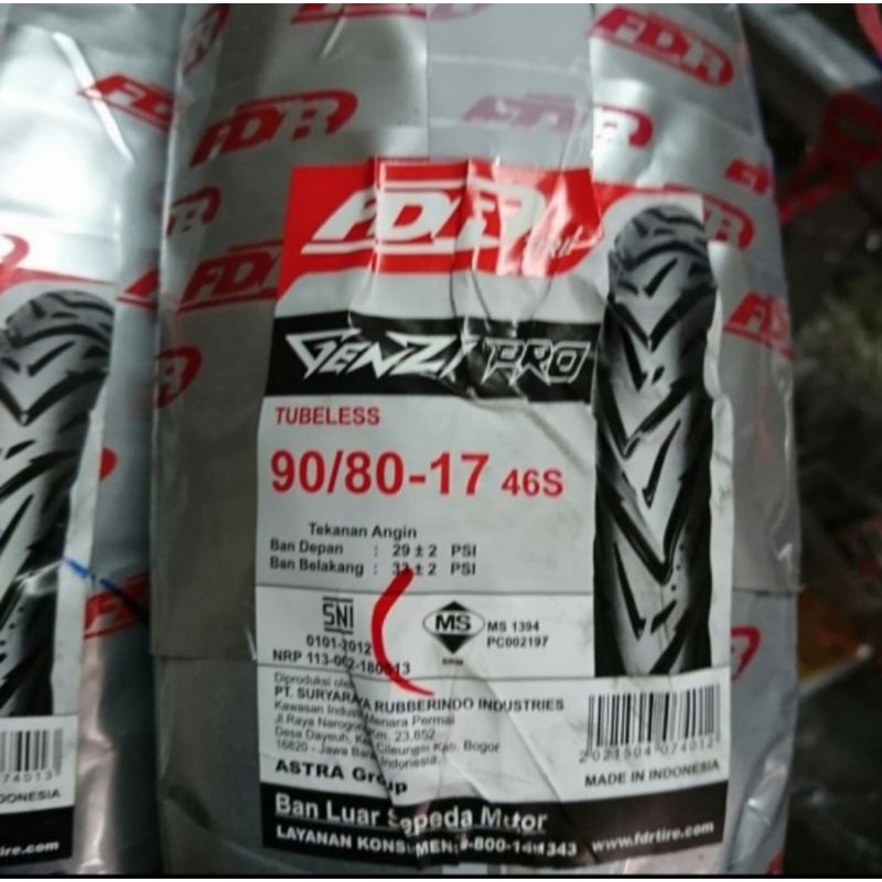 Jual BAN LUAR FDR TUBELESS 90 80-17 GENZI PRO FDR TUBELESS | Shopee ...