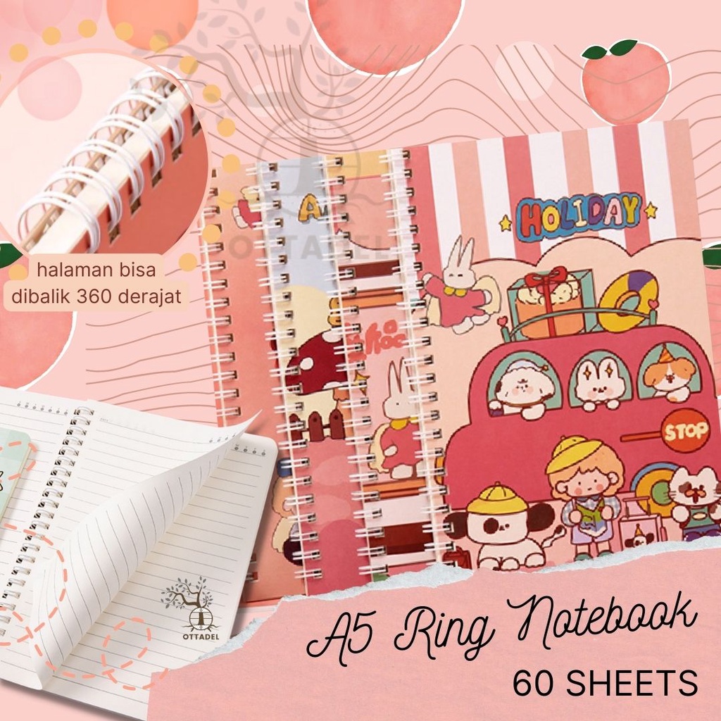 Jual Ottadel LCSH Buku Tulis Spiral A5/Ring Notebook/Buku Tulis Sekolah ...