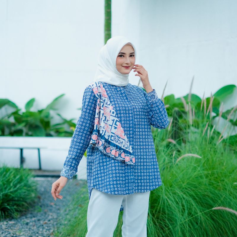 Jual Dhatu blouse batik motif unik kekinian lucu simple batik kantor ...
