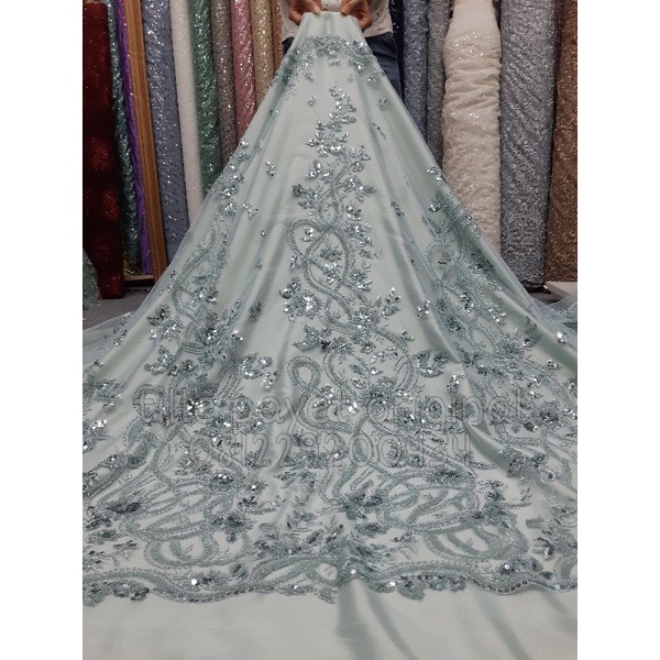 Jual Bahan tille payet original / kain brokat payet tangan. limitid ...