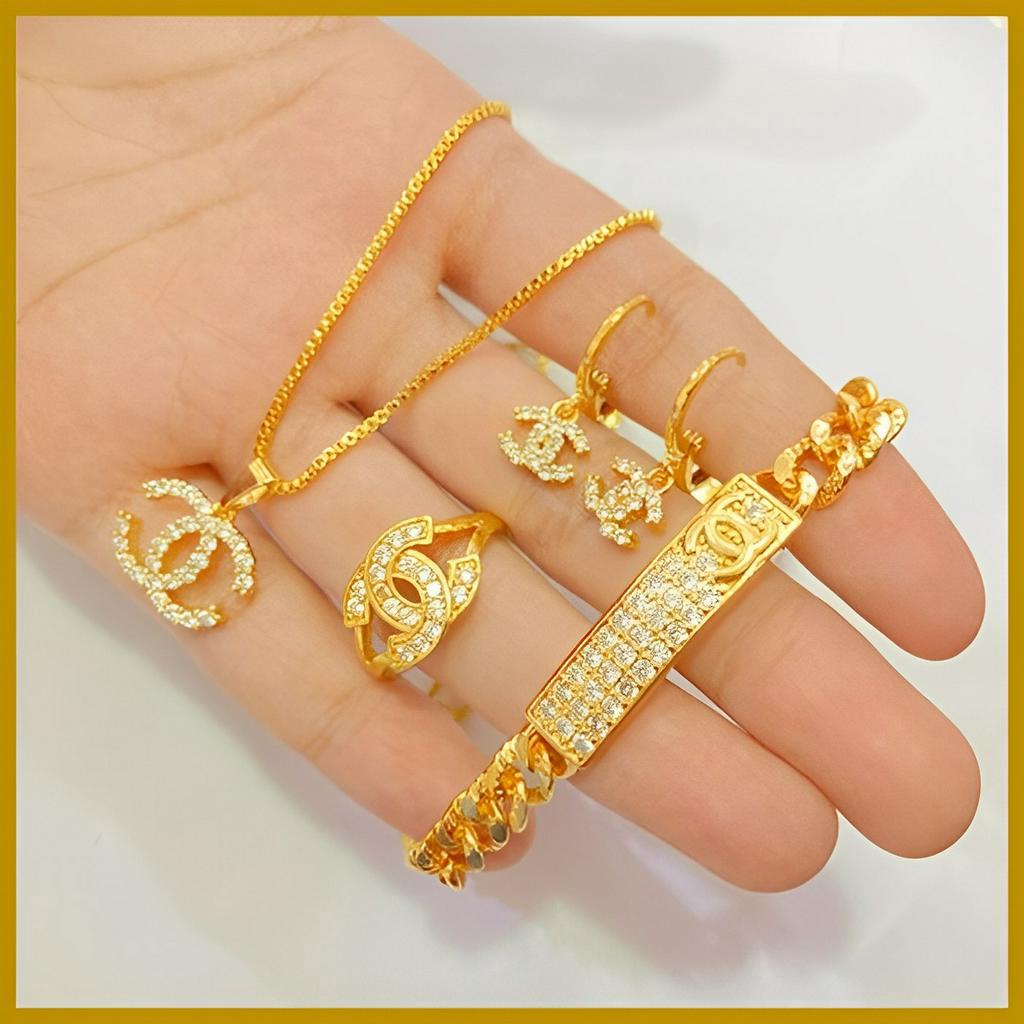 Jual Set Perhiasan Wanita Lapis Emas Aksesoris Perhiasan 18K Anti Karat ...