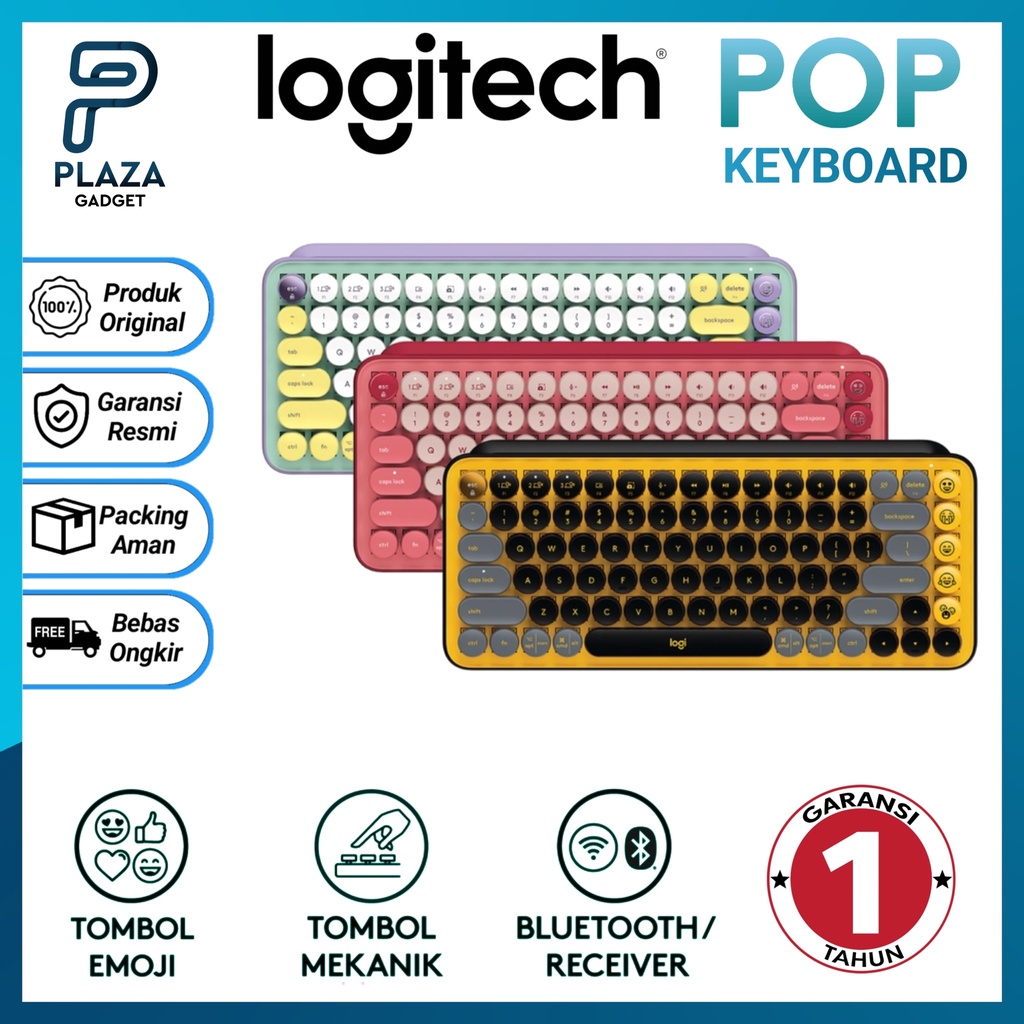 Jual Logitech POP Keys Keyboard Wireless Mechanical Compact Emoji Keys ...