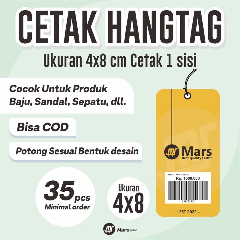 Jual hangtag tag Sepatu / hangtag baju custom desain / Tebal 260gsm ...