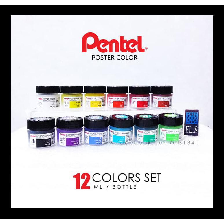 Jual BARU PENTEL POSTER COLORS SET 12 WARNA (12 ML) CAT POSTER ...