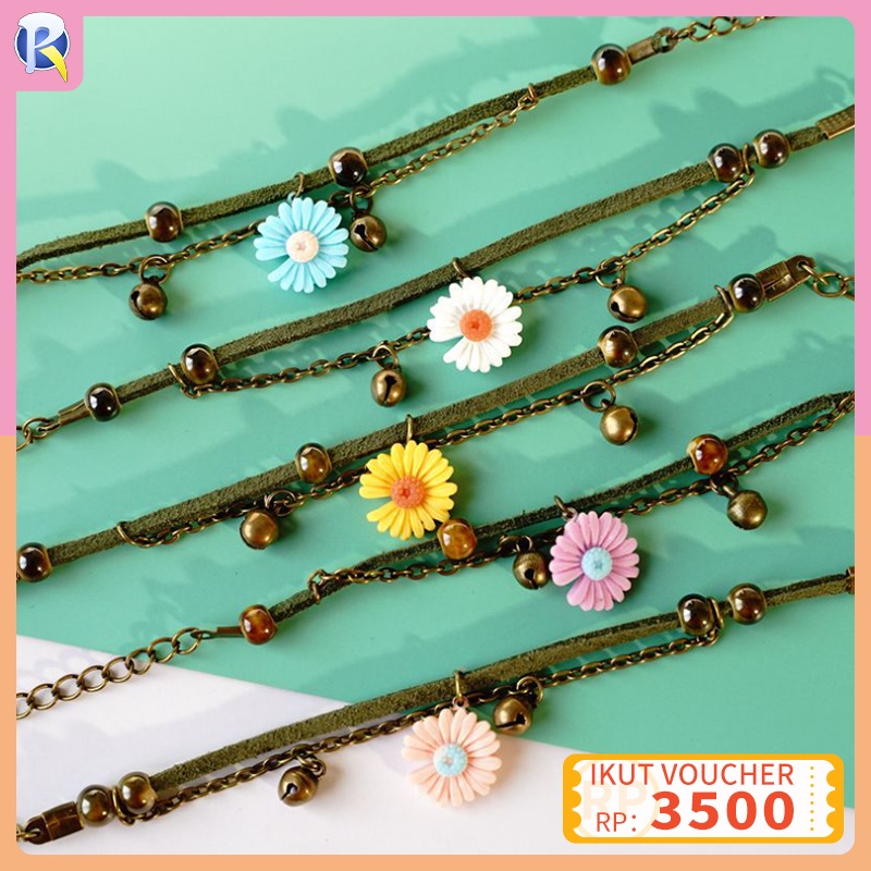 Jual gelang tangan fashion keramik / gelang tangan bunga daisy cantik ...