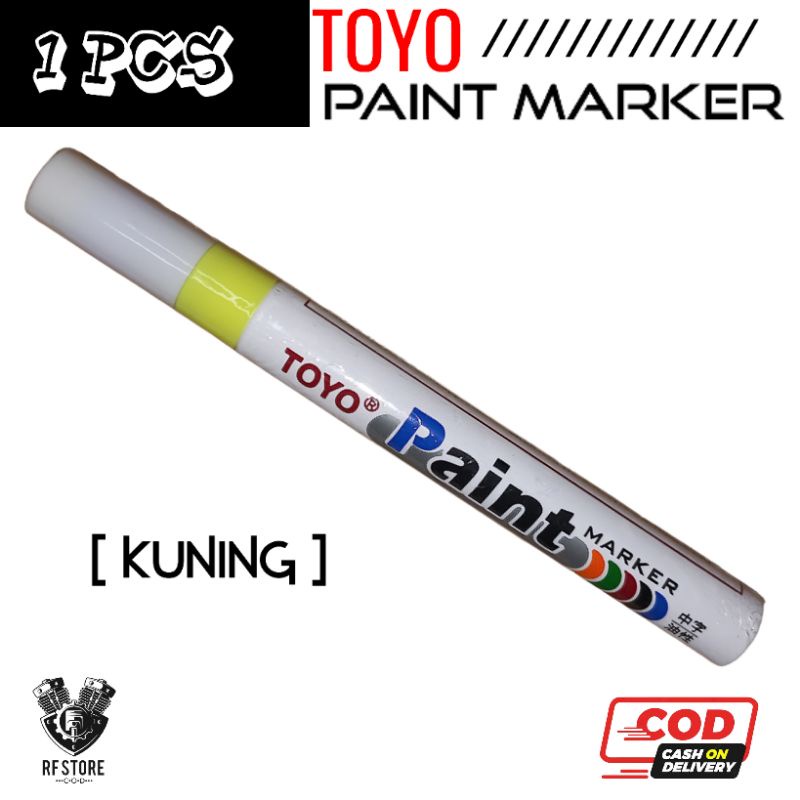 Jual Spidol permanen Toyo paint marker/ warna kuning/ 1 pcs/ spidol ban ...