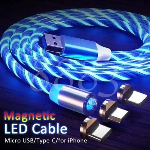 Jual Kabel Data Magnet LED 2.4 A Kabel Data Led 3 In 1 Micro iPhone ...
