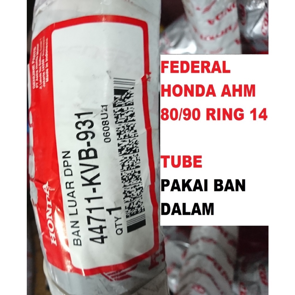 Jual Ban FEDERAL HONDA AHM 80/90 ring 14 Ban Luar Depan Motor Beat ...