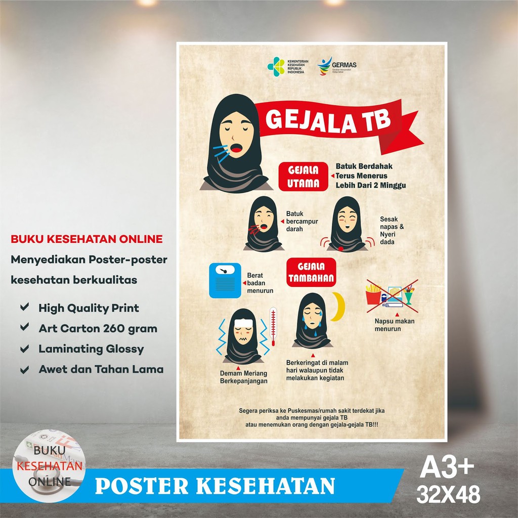 Jual Poster Kesehatan - GEJALA TB - LAMINATING GLOSSY | Shopee Indonesia