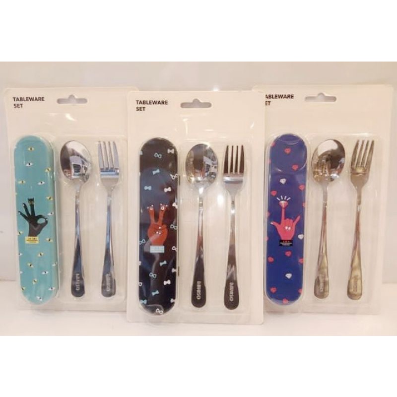 Jual MINISO HAND CUTLERY SET / SENDOK GARPU SUMPIT GAMBAR TANGAN ...