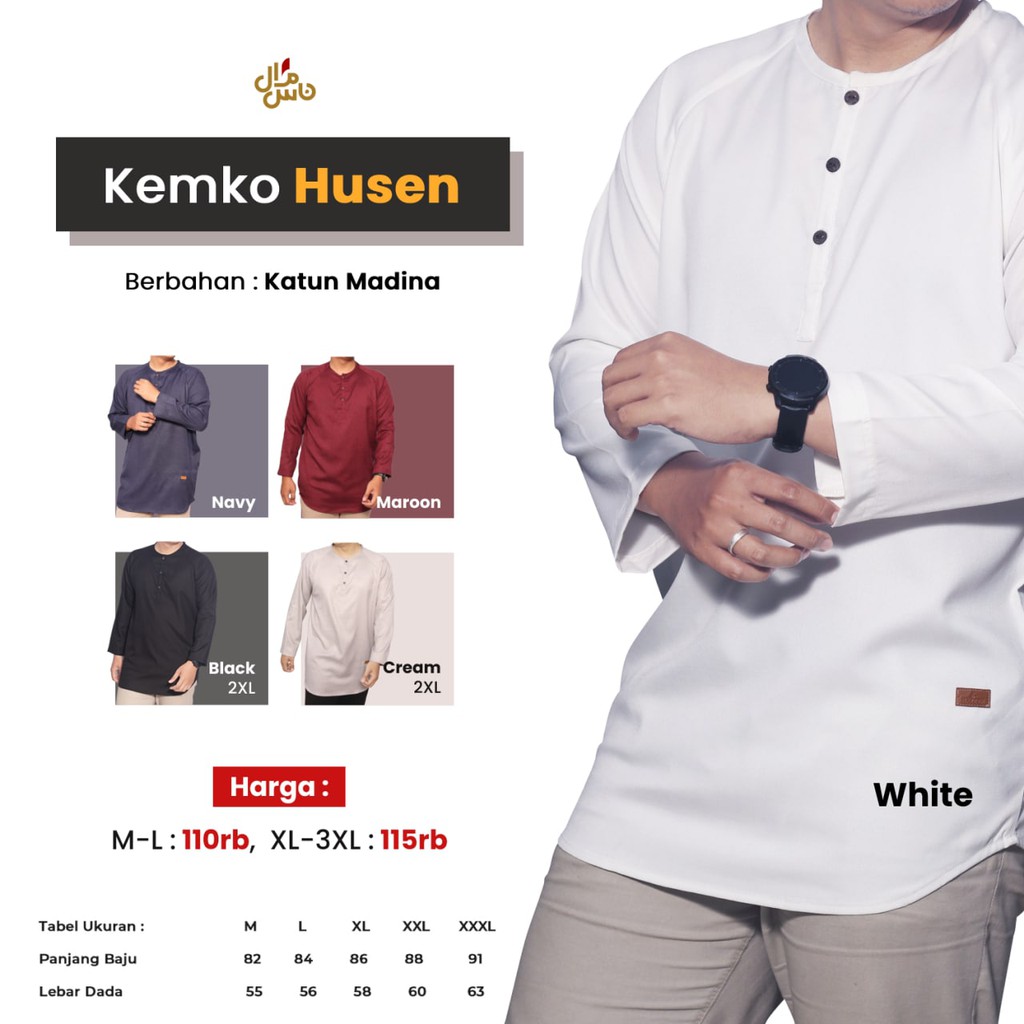 Jual Kemko Kemeja Koko Lengan Panjang Bahan Madinah Original | Shopee ...
