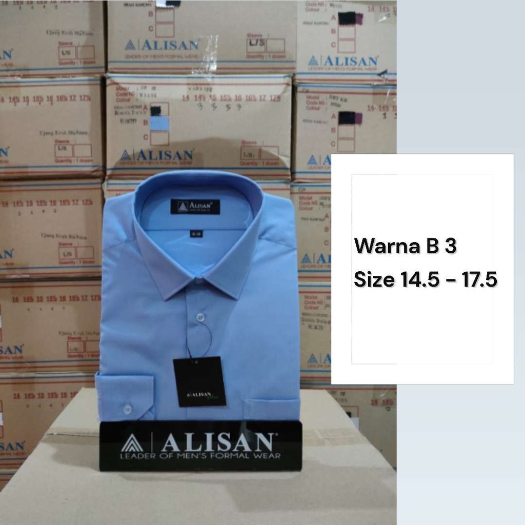 Jual Alisan Kemeja Pria Lengan Panjang Polos Reguler Warna Biru ...