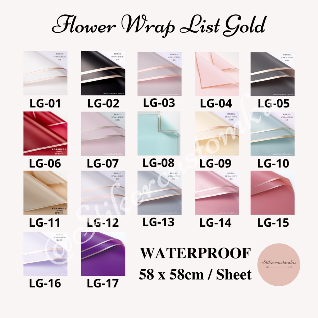 Jual Flower Wrap List Gold / Kertas Bunga List Emas / Wrapping Paper ...