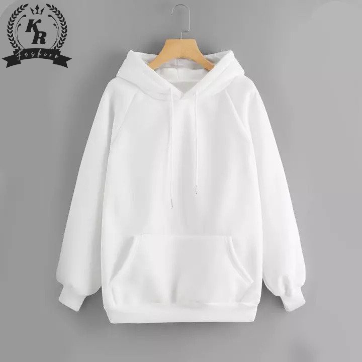 Jual SWEATER POLOS SWEATER HOODIE POLOS WARNA PUTIH SIZE M-L-XL-XXL ...