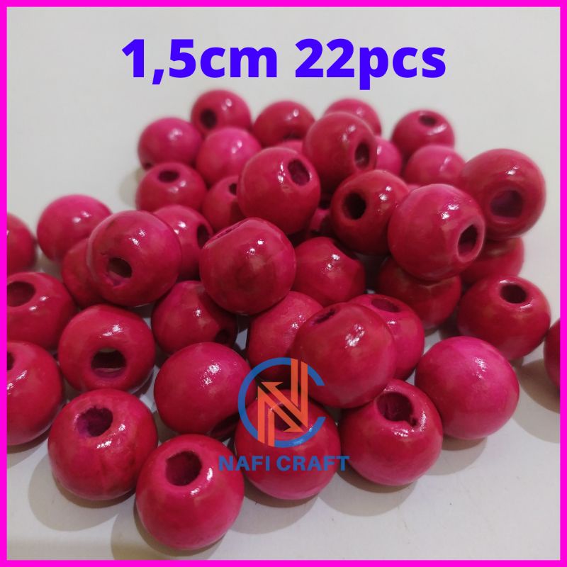 Jual manik bulat kayu 15mm bahan kerajinan macrame | monte kayu bulat ...