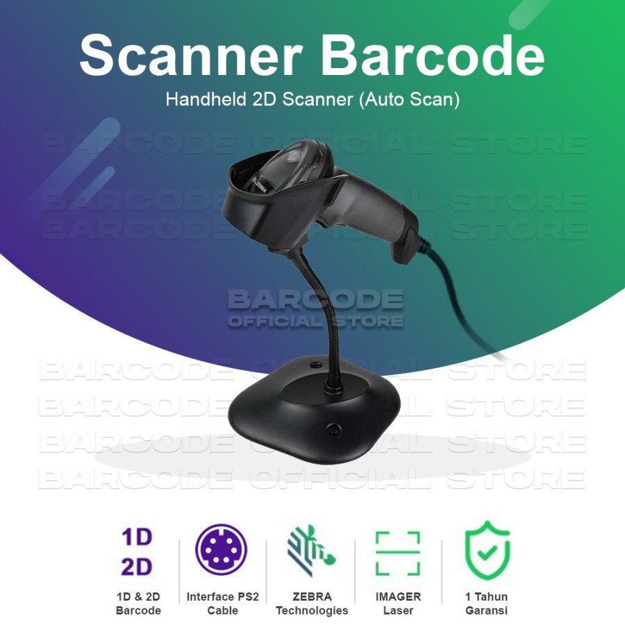 Jual Zebra DS 4608 / DS4608 Barcode Scanner 1D 2D QR Code Efaktur PS2 ...