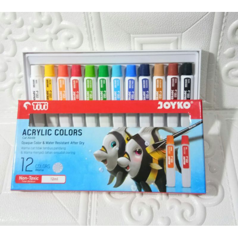 Jual ACRYLIC COLORS / Cat Acrilik merek Titi 12 warna | Shopee Indonesia