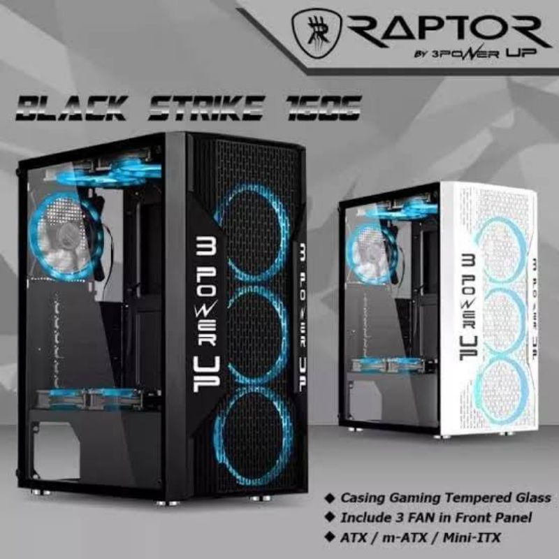Jual RAPTOR Gaming Case Black Strike 1606 - TEMPERED GLASS - ATX/m-ATX ...