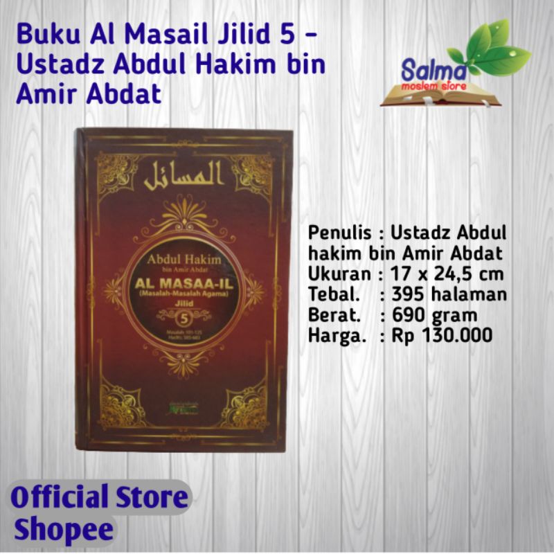 Jual buku al masail jilid 5 almasail ustadz Abdul hakim bin Amir Abdat ...