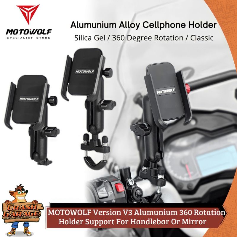 Jual MOTOWOLF V3 Holder Handphone Hp Motor Alumunium Alloy Dudukan Hp di Spion Stang Motor ...