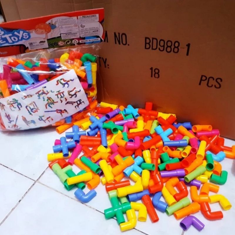 Jual Mainan Block Brick Pipa Pipe Tanpa Roda isi 130pcs mainan edukatif ...