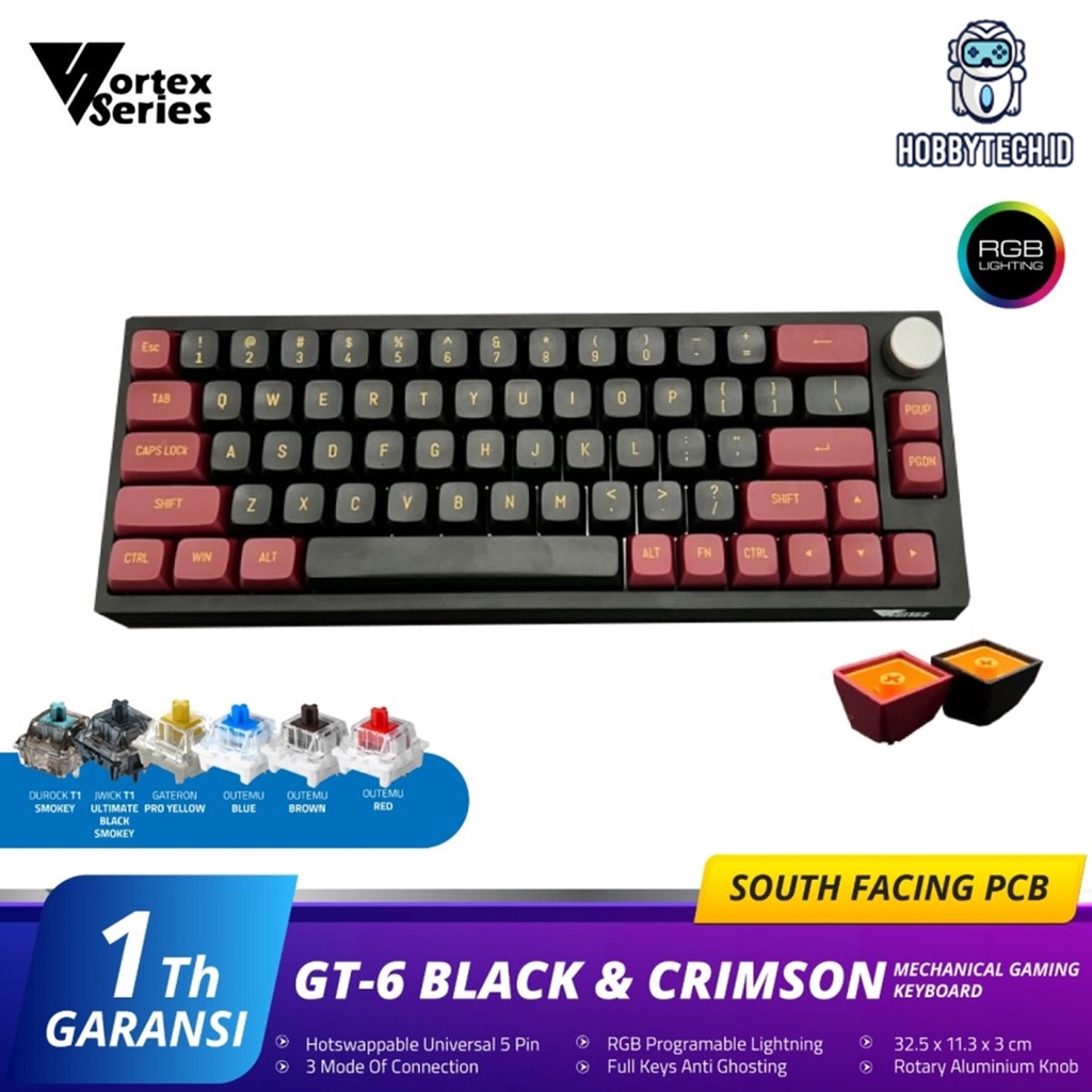 Jual VortexSeries GT-6 Black & Crimson Wireless Mechanical Gaming ...