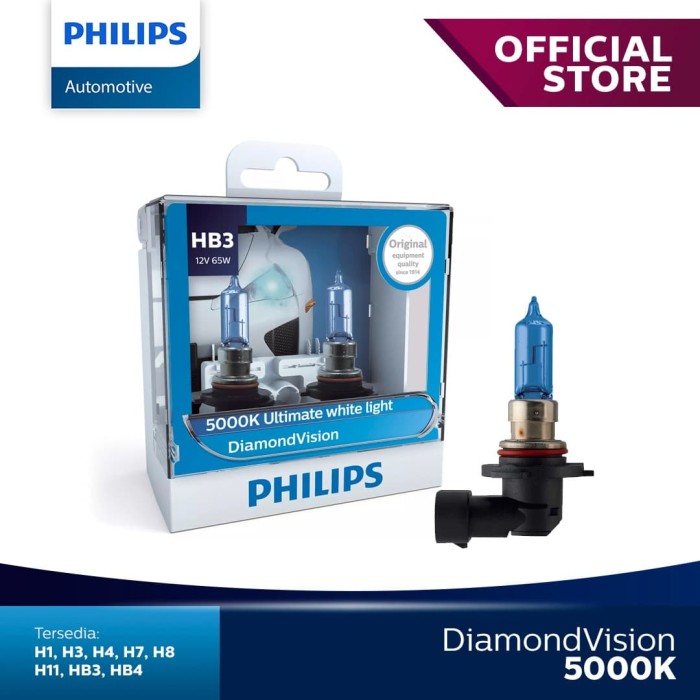 Jual Philips Diamond Vision 5000K HB3 - 9005 Lampu Mobil Warna Putih ...