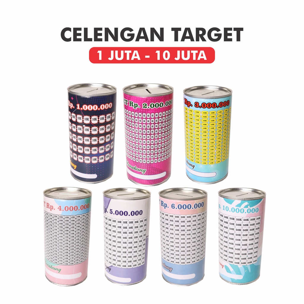 Jual Celengan Target Viral 10 Juta Permanen Bahan Kaleng Ukuran Sedang ...