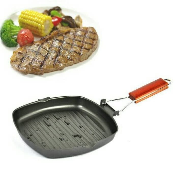 Jual Square Grill Pan 20 Cm Teflon Wajan BBQ Bakaran Sate Serbaguna ...