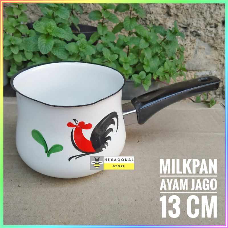 Jual Milk Pan Kedaung / Milkpan Panci Susu Enamel 13 Cm Kukuruyuk ...