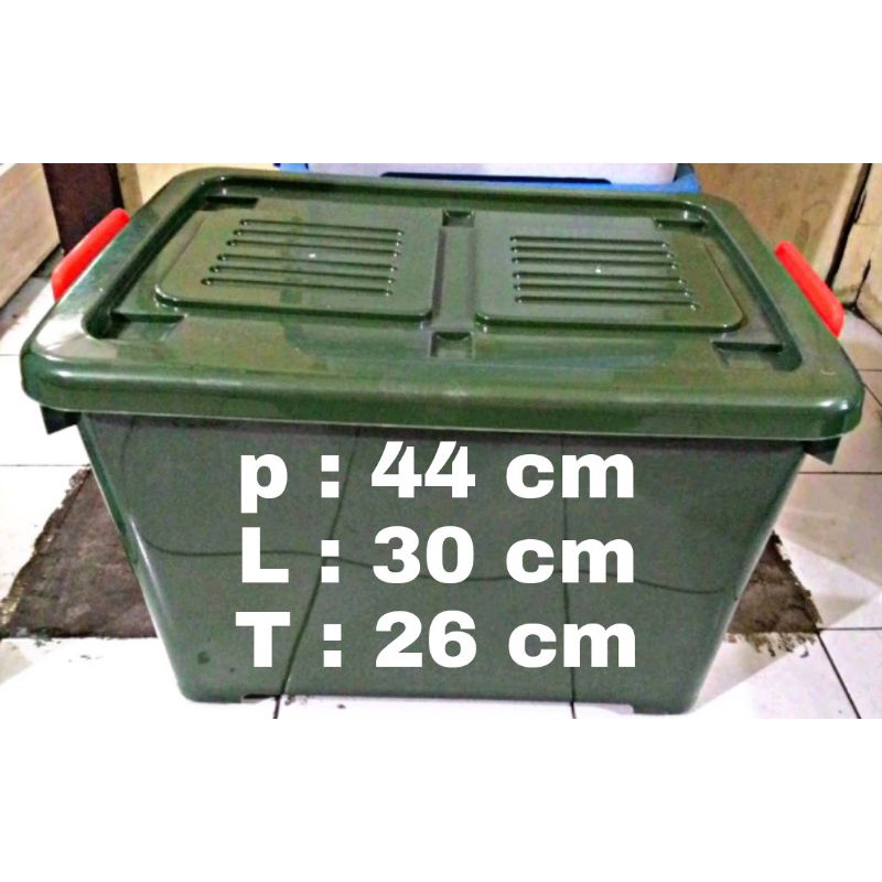 Jual CONTAINER BOX + 6 RODA CONTAINER BOX PLASTIK BOX HIJAU 50 LITER ...