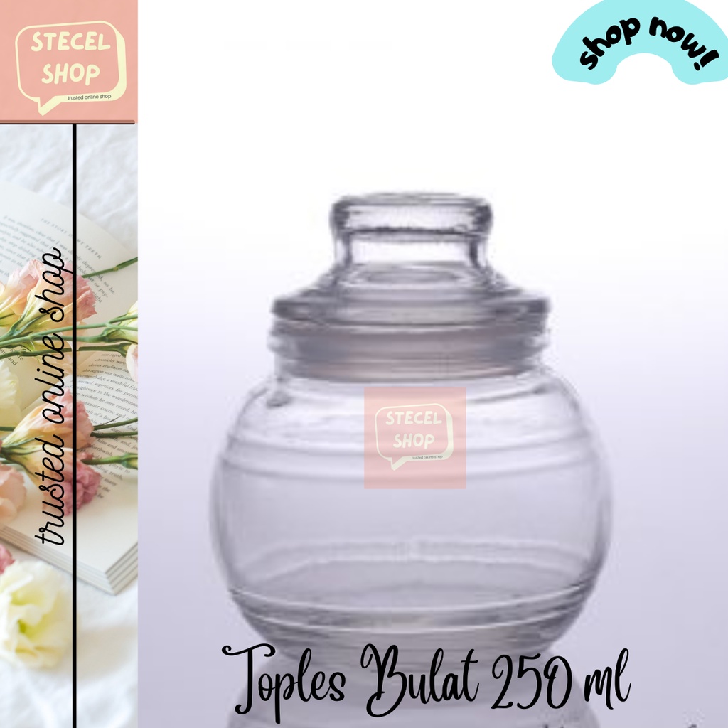 Jual Toples Bulat Kaca 250 ml / Tempat Bumbu / Jar Kedap Udara / Toples ...