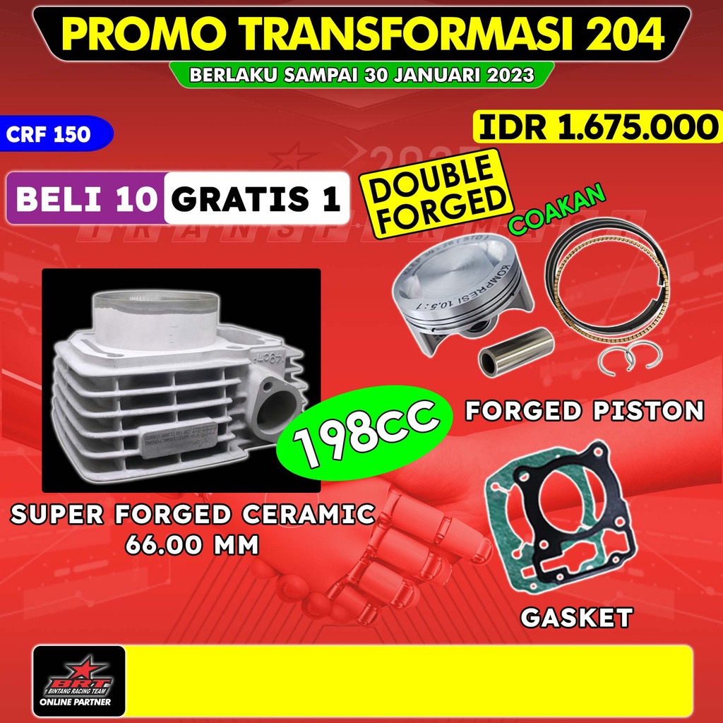 Jual Paket Bore Up BRT 204 Trabas CRF 150 Blok Super Forged Ceramic 62mm | Shopee Indonesia