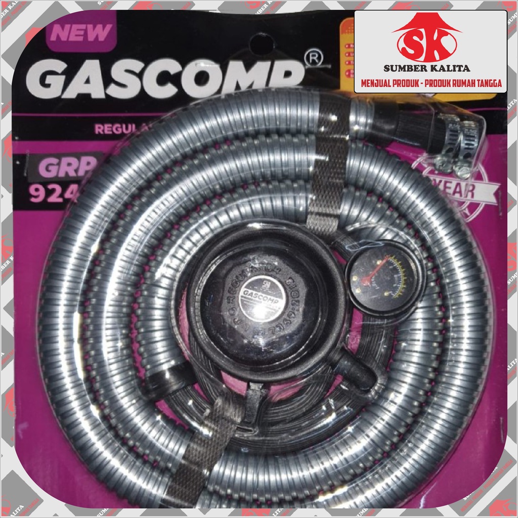 Jual PAKET REGULATOR METER PREMIUM + SELANG FLEXIBLE GASCOMP, GRP - 924 E | Shopee Indonesia
