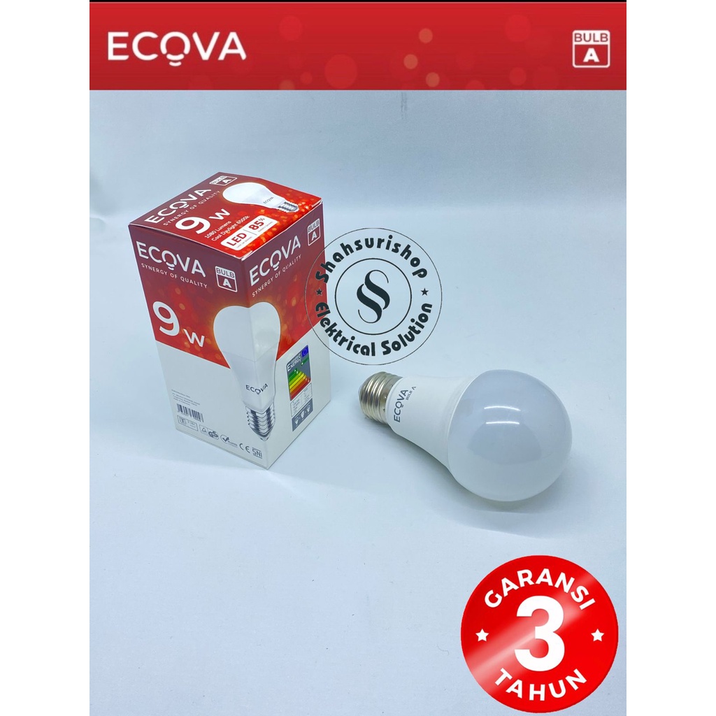 Jual LED BULB ECOVA 9W 9WATT 9 WATT A SERIES GARANSI 3 TAHUN SNI ...