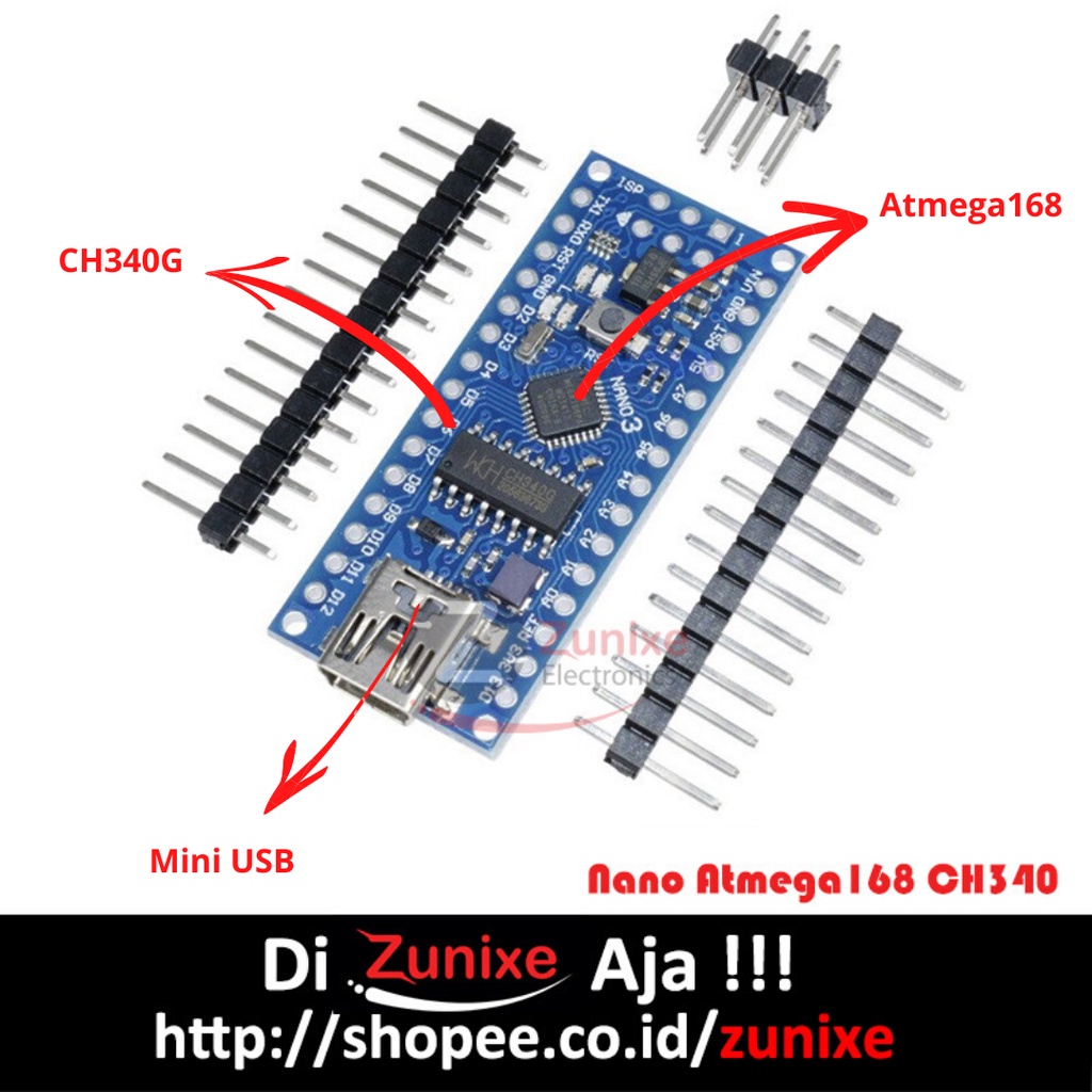 Jual Nano V3 Atmega168 Ch340 Compatible Nano V3 0 Shopee Indonesia
