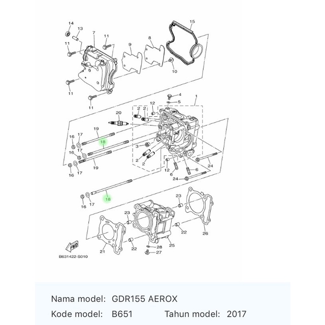Jual Baut Tanam Blok Head Aerox / Bolt Stud 1 Bb8-E1391-00 | Shopee ...